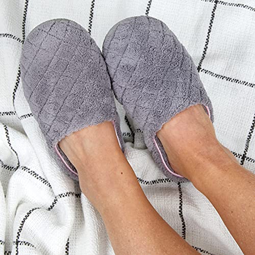 Dearfoams Women's Leslie Washable Memory Foam Terry Clog with Wide Widths Slipper, Medium Grey, X-Large
