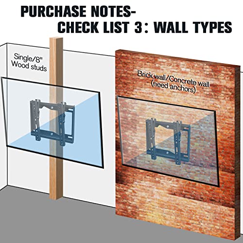 Mounting Dream TV Wall Mount for Most 17-42" TVs, Tilt TV Mount Bracket up to VESA 200 x 200mm and 44 LBS Loading, Fits for Single/ 8" Wood Studs, Low Profile and Space Saving MD2268-S