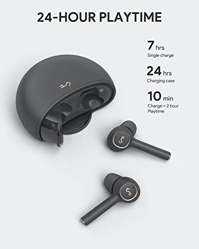 Aipower T18NC Active Noise Cancelling True Wireless Earbuds Bluetooth 5.0, in-Ear Headphones with Charging Case and Touch Control, 24H Playtime, Hi-Fi Sound Quality