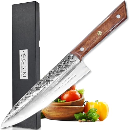 Professional Hand Forged Japanese Chef Knife 8 inch Kitchen Knives Super Sharp High Carbon Stainless Steel Chefs Knife Comfortable Cocobolo Wooden Handle with Gift Box