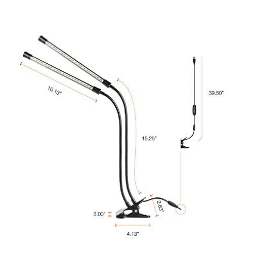 LEDVANCE Full Spectrum Gooseneck LED Indoor Plant Grow Light, 9W, Dimmable, 3000K, with Smart Control and 3' USB Power Cord - 1 Pack (62567)