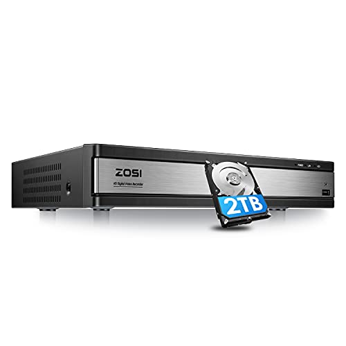 ZOSI H.265+ 16Channel Full 1080P Video Security DVR Recorder with 2TB Hard Drive,16CH Hybrid 4-in-1 Surveillance CCTV DVR for 960H/CVI/TVI/AHD Home Security Cameras system,Remote View,Motion Detection