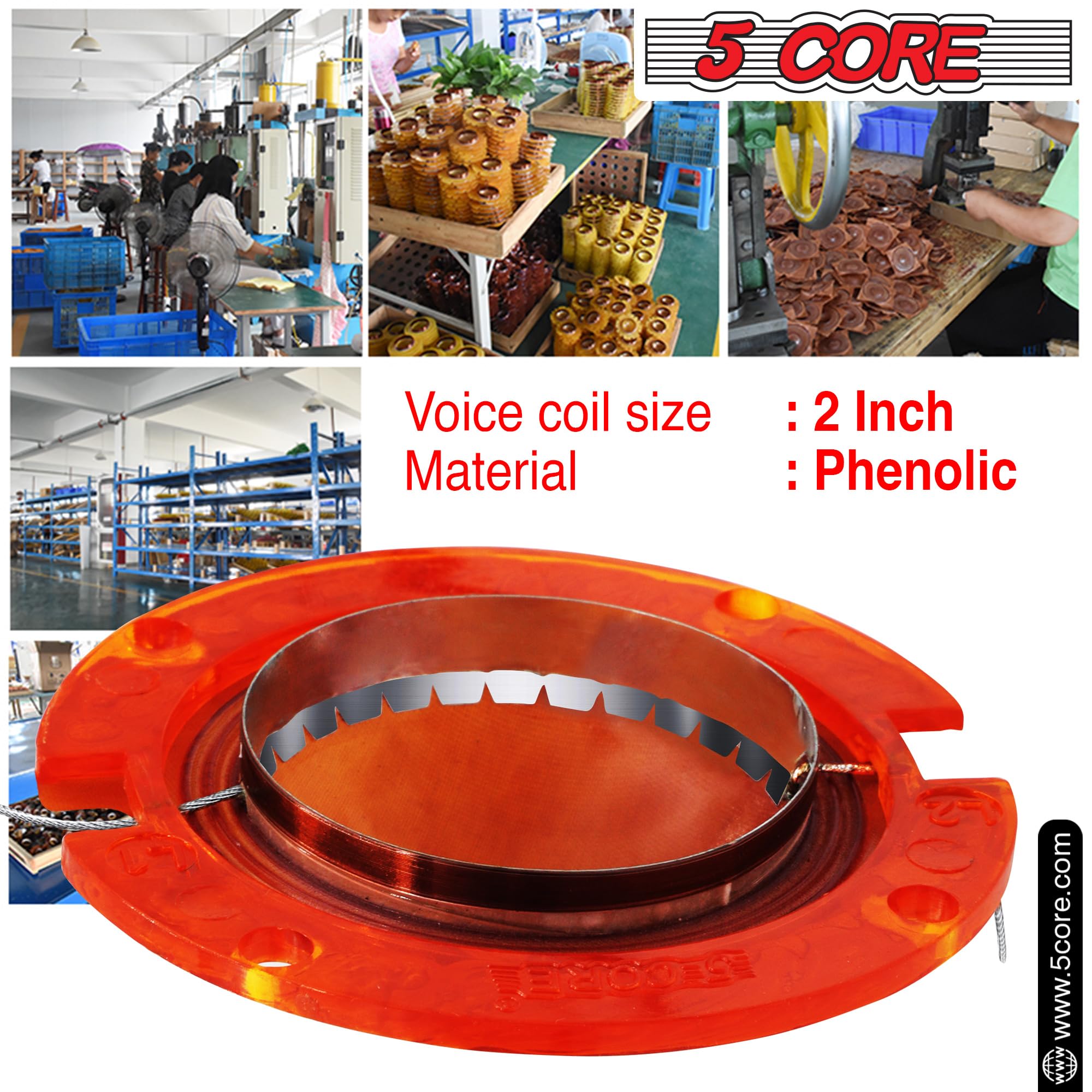5 CORE 50.8mm Tweeter Replacement Voice Coil, 2'' Universal Horn Diaphragm 16 Ω Great Sound Quality - DP 200 FBA