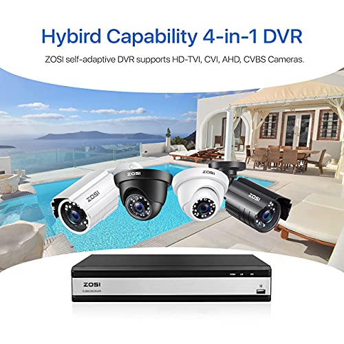 ZOSI H.265+ 16Channel Full 1080P Video Security DVR Recorder with 2TB Hard Drive,16CH Hybrid 4-in-1 Surveillance CCTV DVRÂ for 960H/CVI/TVI/AHD Home Security Cameras system,Remote View,Motion Detection