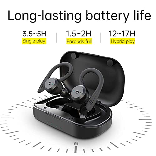 CYBORIS Wireless Bluetooth Earphone, IPX7 Waterproof Sport Headphones Wireless Bluetooth 5.0 Sports Earbuds Noise Canceling HiFi 3D Stereo Sound with Built-in Mic and Charging Box (Black)