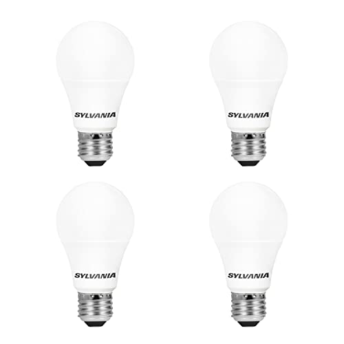 SYLVANIA LED A19 Light Bulb, 75W Equivalent, Efficient 12W, Frosted Finish, 1100 Lumens, Bright White - 4 Pack (78099)