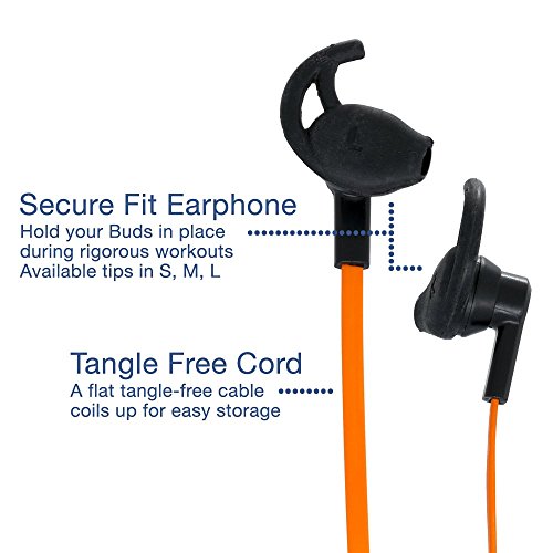 Emerson Wireless In-Ear Bluetooth Sports Earbuds Headphones with Universal Mic and Remote and Tangle free cable ER106001