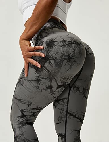 Wavar Scrunch Butt Lifting Leggings for Women Seamless Tie Dye High Waist Yoga Pants Workout with Ribbed and Smile Contour