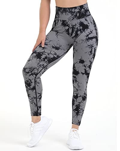 Wavar Scrunch Butt Lifting Leggings for Women Seamless Tie Dye High Waist Yoga Pants Workout with Ribbed and Smile Contour