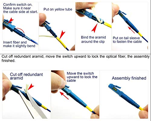 10pcs LC UPC Fiber Optic Quick Connector Fiber Fast Connectors Singlemode 9/125 Fiber for 0.9mm/2.0mm/3.0mm Fiber Cable of Fiber Network