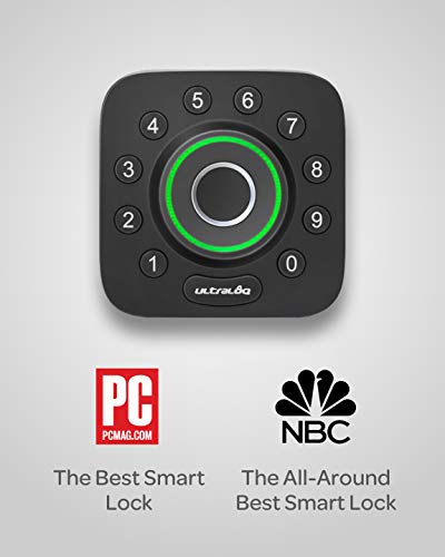 U-Bolt Pro Bluetooth Enabled Fingerprint and Keypad Smart Deadbolt + Bridge WiFi Adaptor | 6-in-1 Keyless Entry | Control Remotely Via Smartphone | Fingerprint ID | Anti-peep Code | Auto Unlock & Lock