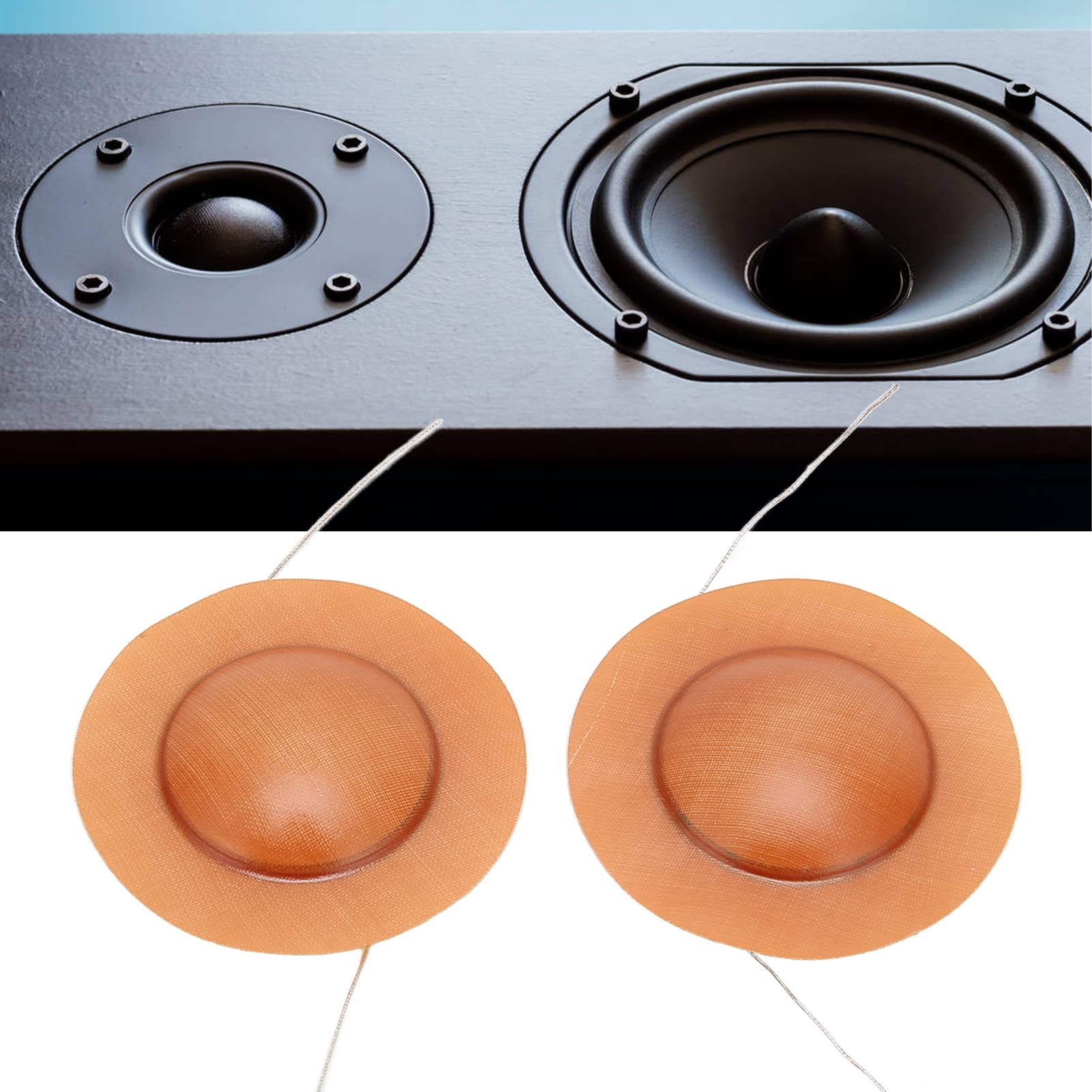 2PCS Tweeter Voice Coil,Tweeter Accessory Speaker Repair Parts,25mm / 0.98in Dome,Soft and Elastic Resin Sound Film Tweeter Voice Coil