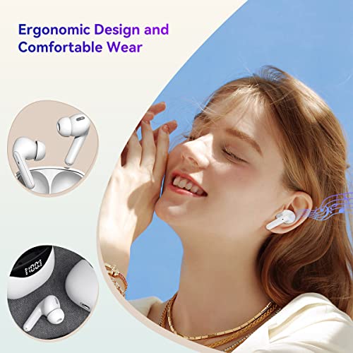AITYYOX Wireless Earbuds 5.1 Bluetooth Earphones in Ear IPX5 Waterproof with Touch Control, 30 Hrs Playback with Charging Case, Power Display,Ear Buds with Mic for Sports, Android,iPhone, PC (White)