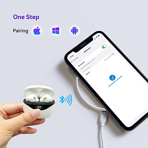 AITYYOX Wireless Earbuds 5.1 Bluetooth Earphones in Ear IPX5 Waterproof with Touch Control, 30 Hrs Playback with Charging Case, Power Display,Ear Buds with Mic for Sports, Android,iPhone, PC (White)