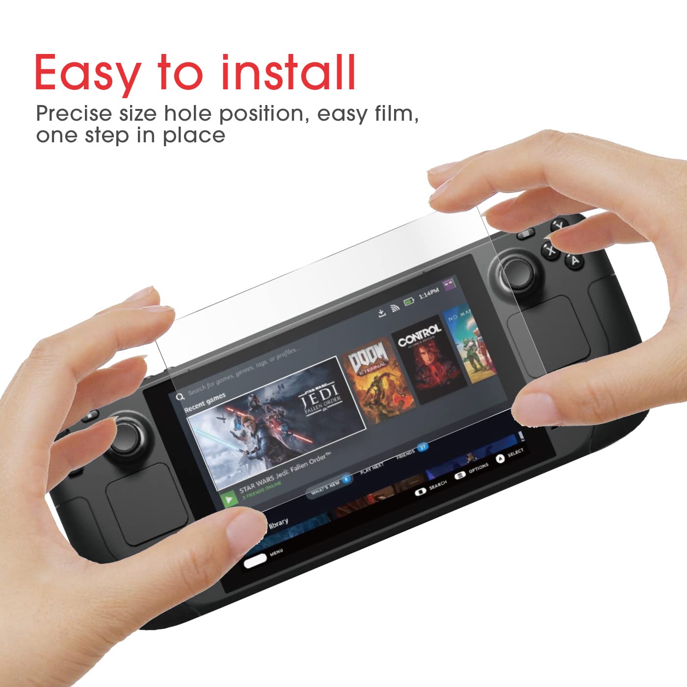 [2PACK] TS TRANSETT Tempered Glass Screen Protector Compatible with Valve Steam Deck, 9h Hardness, 0.33mm Thickness, DOES NOT interfere with touchscreen sensitivity