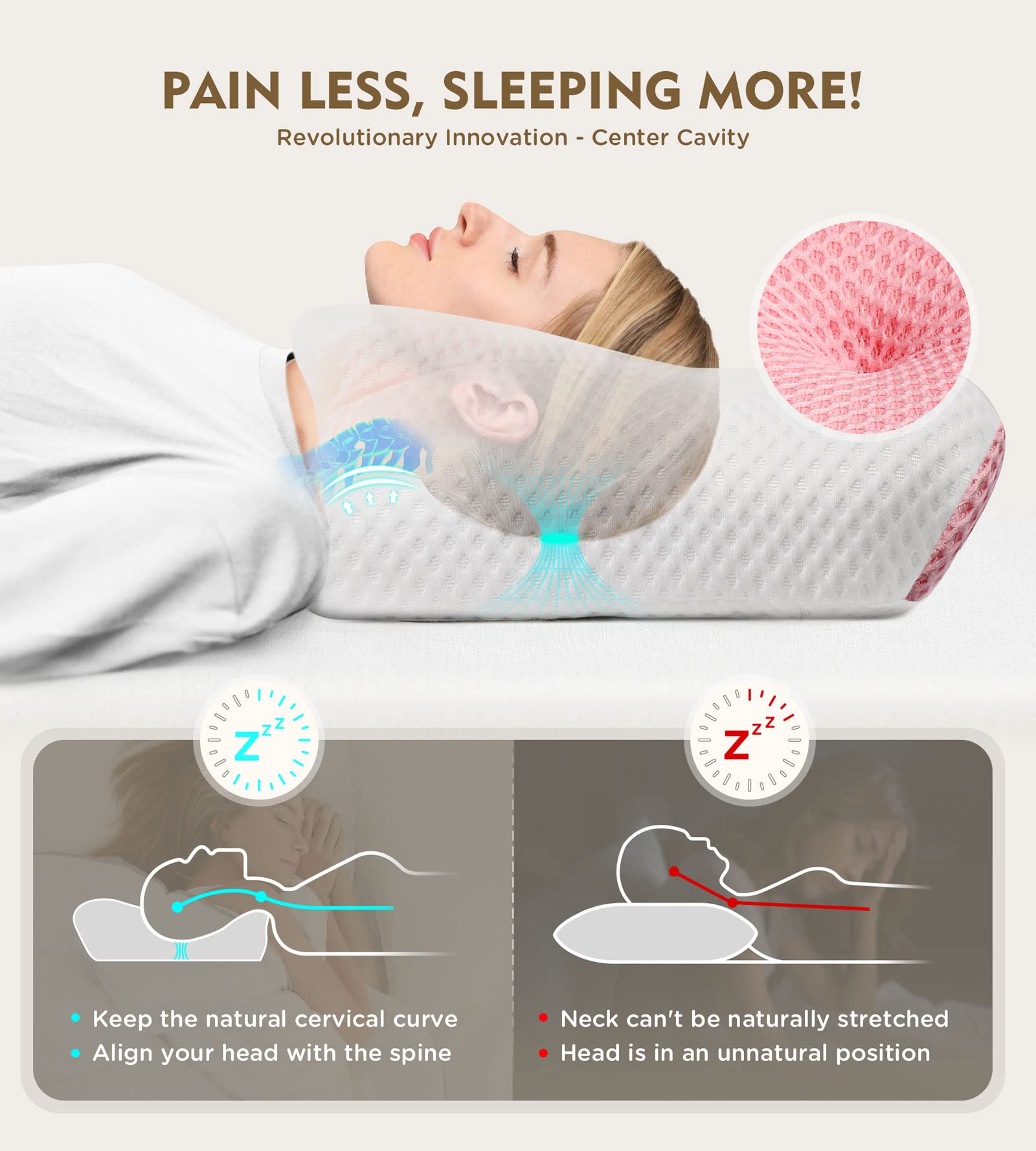 Osteo Cervical Contour Support Pillow for Neck Pain Relief, Adjustable Orthopedic Bed Pillow for Sleeping Side Back Sleepers