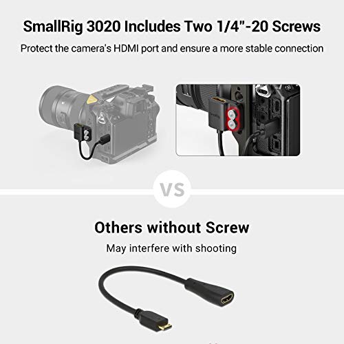 SMALLRIG Ultra-Slim 4K HDMI Adapter Cable, Female HDMI Type A to Male Mini-HDMI Type C, 4K@60HZ, for Nikon Z6, Z7, D780 / for Canon EOS RP, 5D Mark IV - 3020
