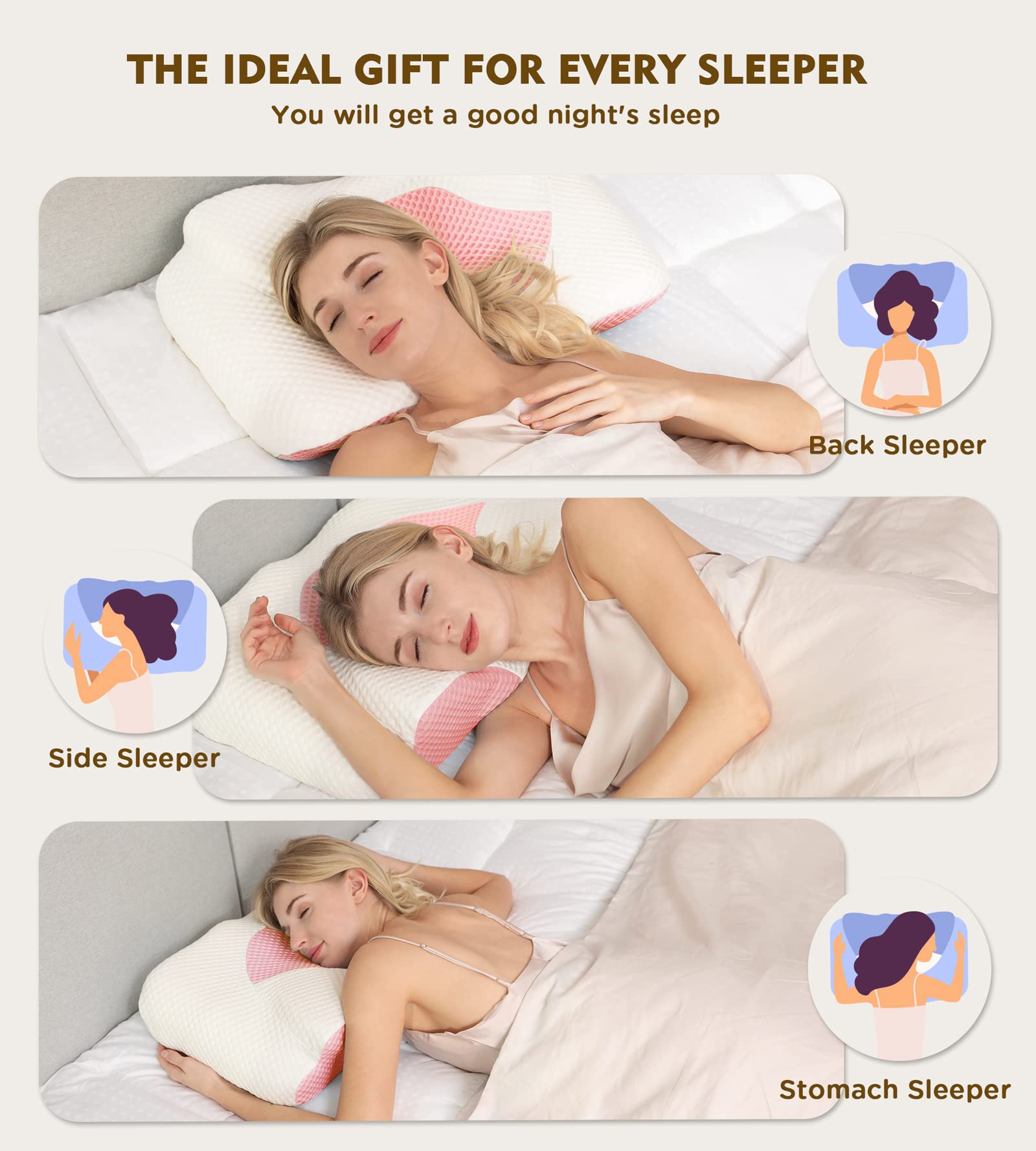 Osteo Cervical Contour Support Pillow for Neck Pain Relief, Adjustable Orthopedic Bed Pillow for Sleeping Side Back Sleepers