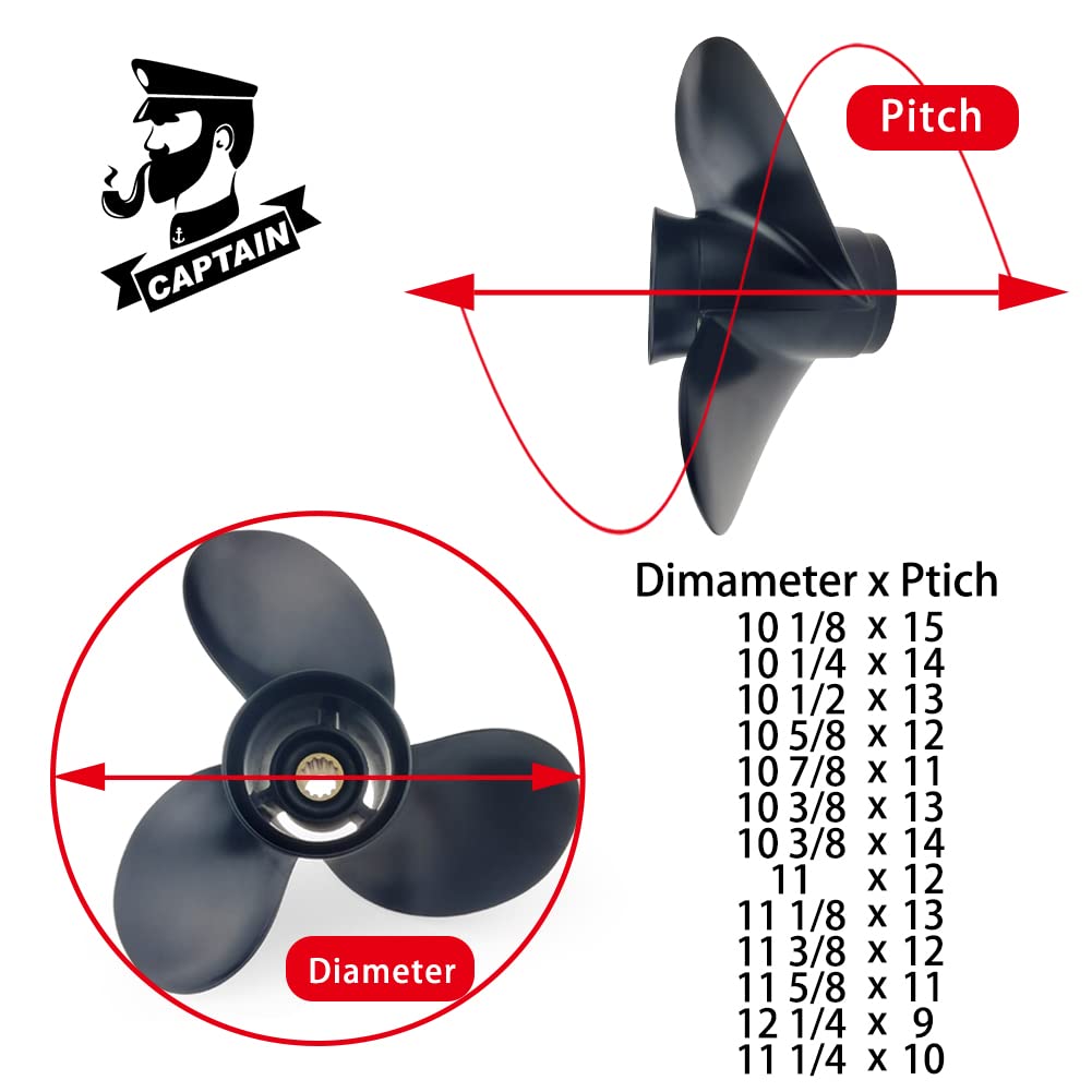 Boatman 10 1/2x13 Aluminum Outboard Boat Propeller fit Mercury Engines 25-70 Hp,13 Spline Tooth,RH,OEM NO.48-816704A45