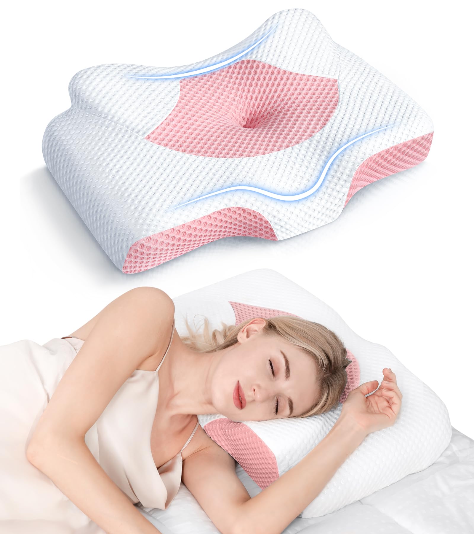 Osteo Cervical Contour Support Pillow for Neck Pain Relief, Adjustable Orthopedic Bed Pillow for Sleeping Side Back Sleepers