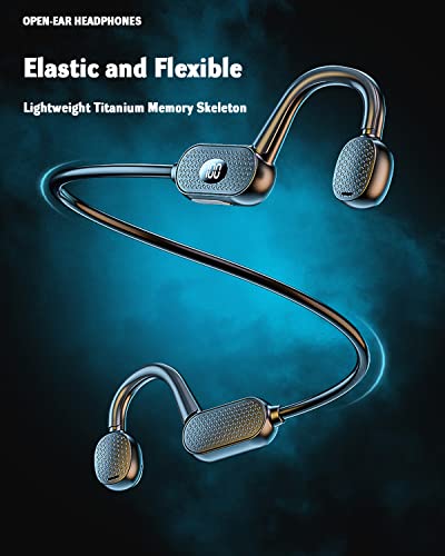 X6 Air Conduction Headphones,Open Ear Bluetooth Headphones CVC8.0 Noise Cancelling Stereo Wireless Earphones,LED Power Display Waterproof Headset with Built-in Mic(Black)