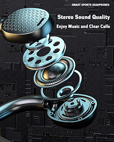 X6 Air Conduction Headphones,Open Ear Bluetooth Headphones CVC8.0 Noise Cancelling Stereo Wireless Earphones,LED Power Display Waterproof Headset with Built-in Mic(Black)