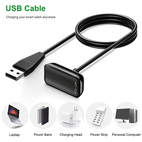 Amzpas Replacement Charger Cable for Fitbit Charge 5/ Fitbit Luxe Fitness Tracker with Reset Button, 3.3ft Soft Durable USB Charging Cable, Two Size for Choice (3.3ft /1.64ft)