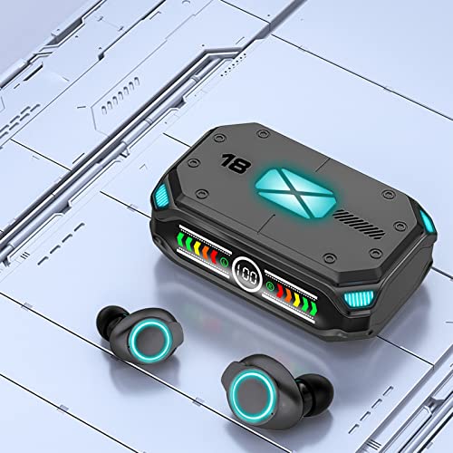 Qiopertar True Wireless Bluetooth Headset 5.3 Two-in-Ear High Sound Quality Noise Reduction Mechanical Technology No Delay Cool Sports Headset (Black)