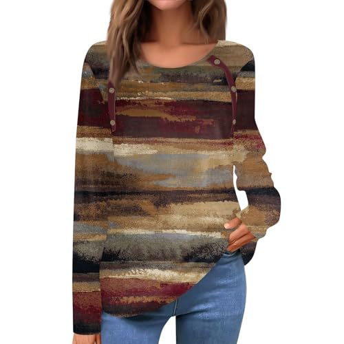 Womens Fashion Cream Shirt Women Women Hoodies Teacher Shirts Long Sleeve Sweaters for Women Long Sleeve Graphic Tees for Women Long Sleeve Tunic Tops To Wear with Leggings(4-Brown,Large)