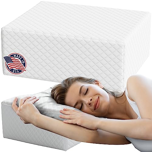 GLEUR Square Pillow for Side Sleepers - Made in USA, Cooling Gel Memory Foam Cushion Cube Pillow - Therapeutic Neck & Shoulder Pain Relief, Cervical Support - Thick Bed Pillow 15"x 12" x 6"