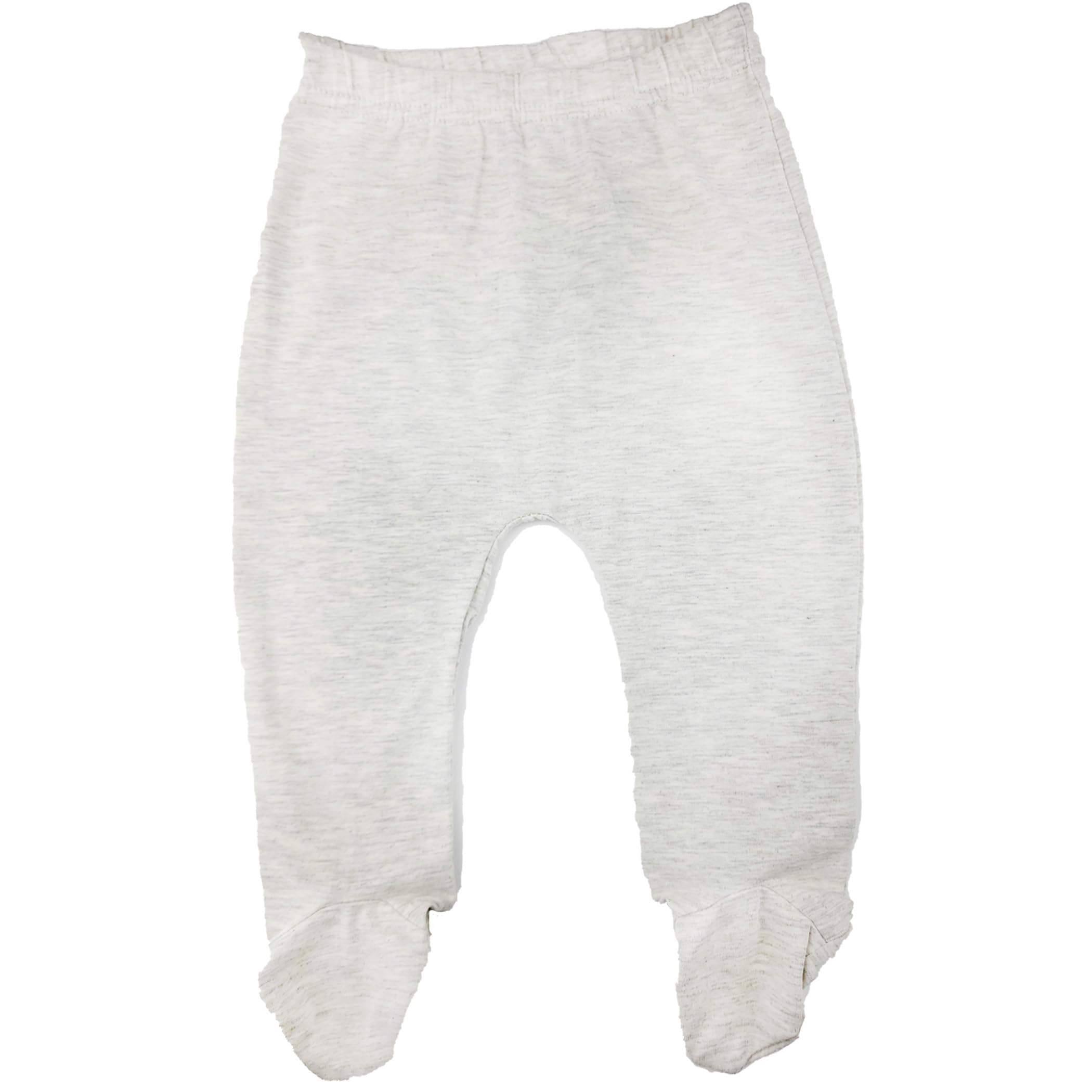 123 Bear Baby Soft Cotton Spandex Pants with Feet (Gray- 4-Pack, 6-9 Months)