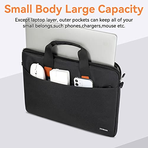 ZHUISUINI 15 15.6 16 Inch Laptop Bag Case with Shoulder Straps &Handle,Compatible with MacBook Pro16 M2 Max/M2 Pro/Microsoft/Hp/Lenovo/Dell/Acer/Chromebook,Shoulder Briefcase,Black