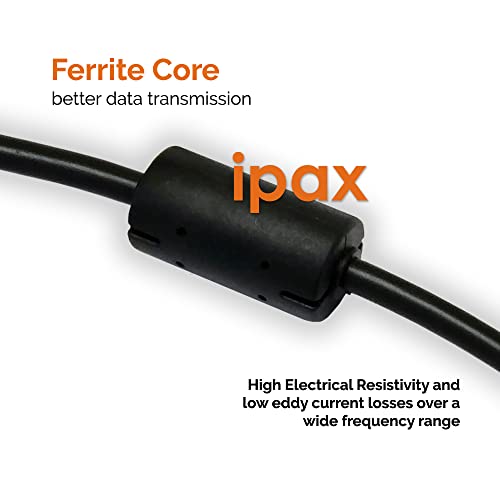 IPAX 10 Ft Long Pure Copper Hi-Speed USB 2.0 Cable Compatible with Epson ET-8550 ET-2720 ET-2850 Canon Pixma G7020 HP Brother Printer Audio Interface