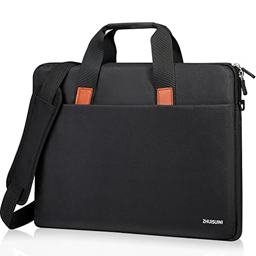 ZHUISUINI 15 15.6 16 Inch Laptop Bag Case with Shoulder Straps &Handle,Compatible with MacBook Pro16 M2 Max/M2 Pro/Microsoft/Hp/Lenovo/Dell/Acer/Chromebook,Shoulder Briefcase,Black