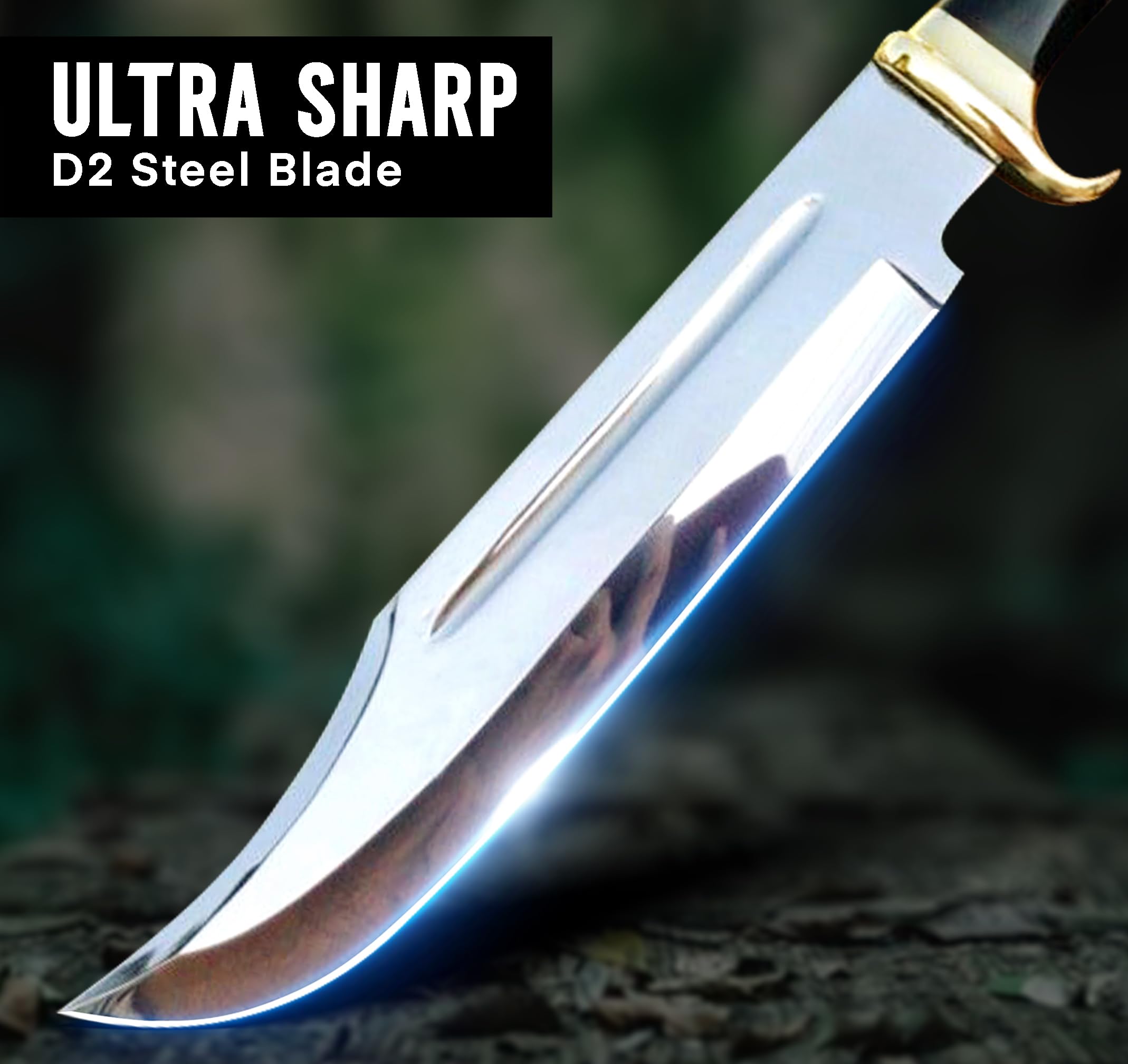 Rising Crafts 14" Crocodile Dundee Bowie Knife - Fixed Blade Survival & Hunting Knife With Sheath - Tactical for Camping, Outdoor, Bushcraft - Gift for Men