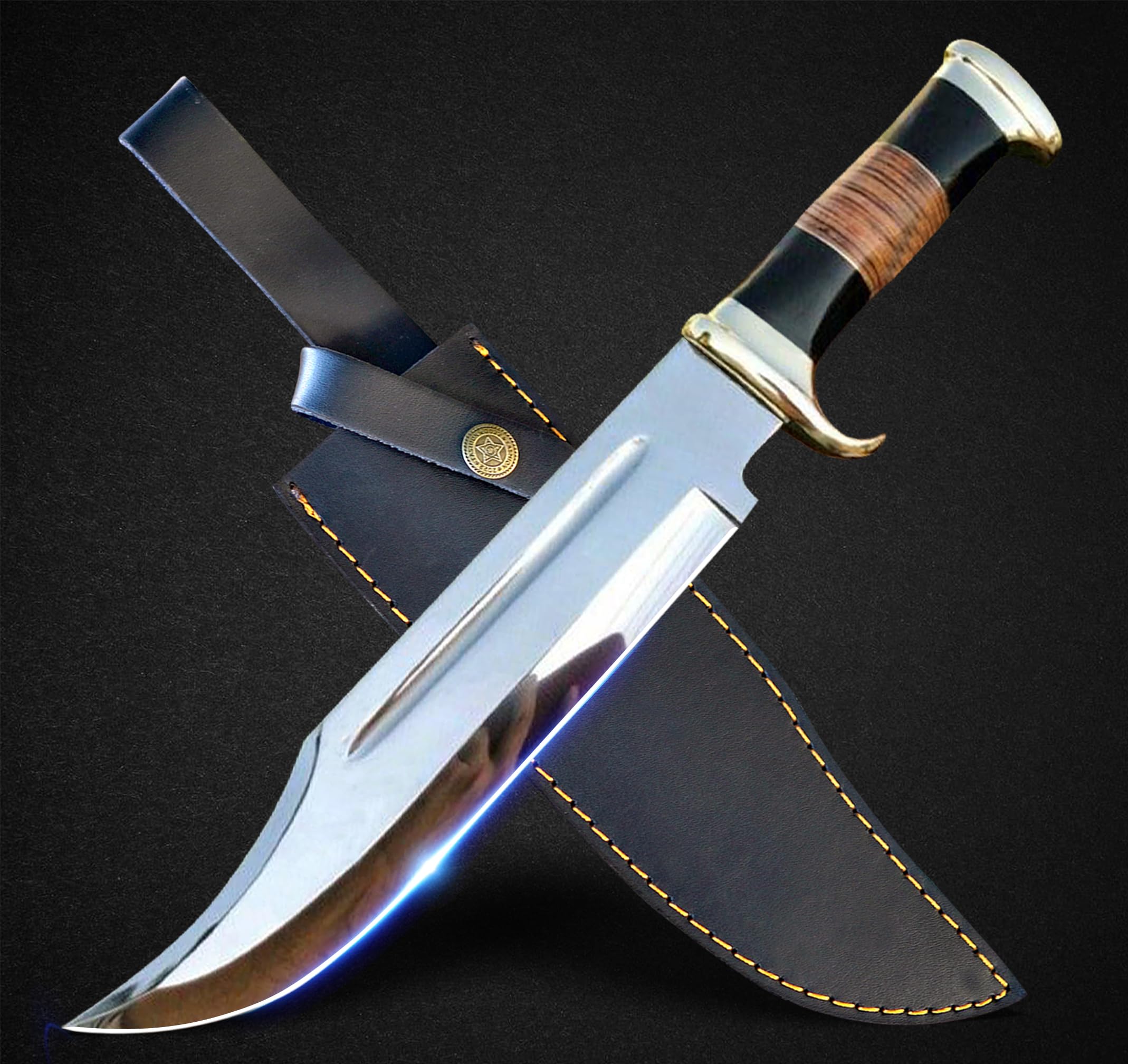 Rising Crafts 14" Crocodile Dundee Bowie Knife - Fixed Blade Survival & Hunting Knife With Sheath - Tactical for Camping, Outdoor, Bushcraft - Gift for Men