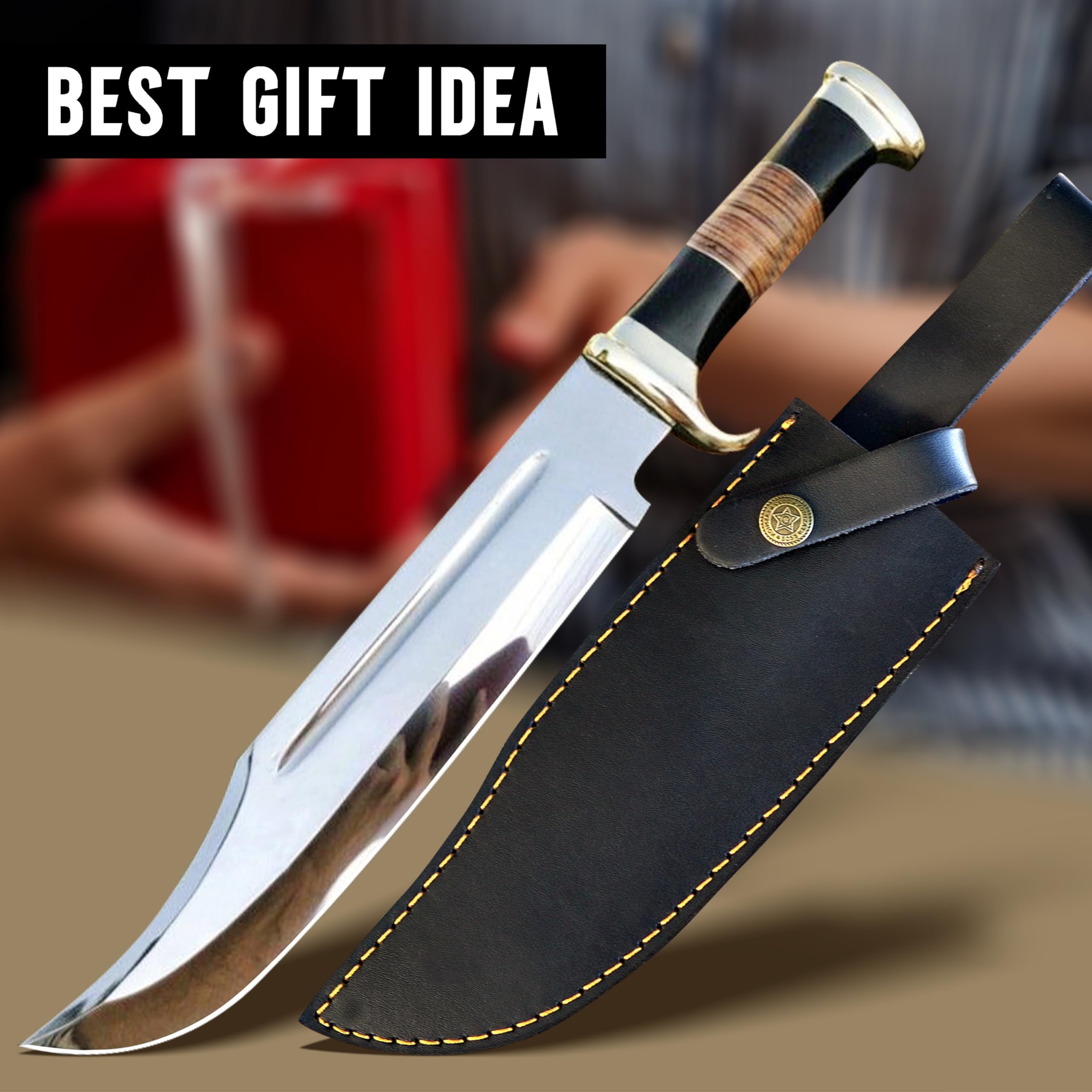 Rising Crafts 14" Crocodile Dundee Bowie Knife - Fixed Blade Survival & Hunting Knife With Sheath - Tactical for Camping, Outdoor, Bushcraft - Gift for Men