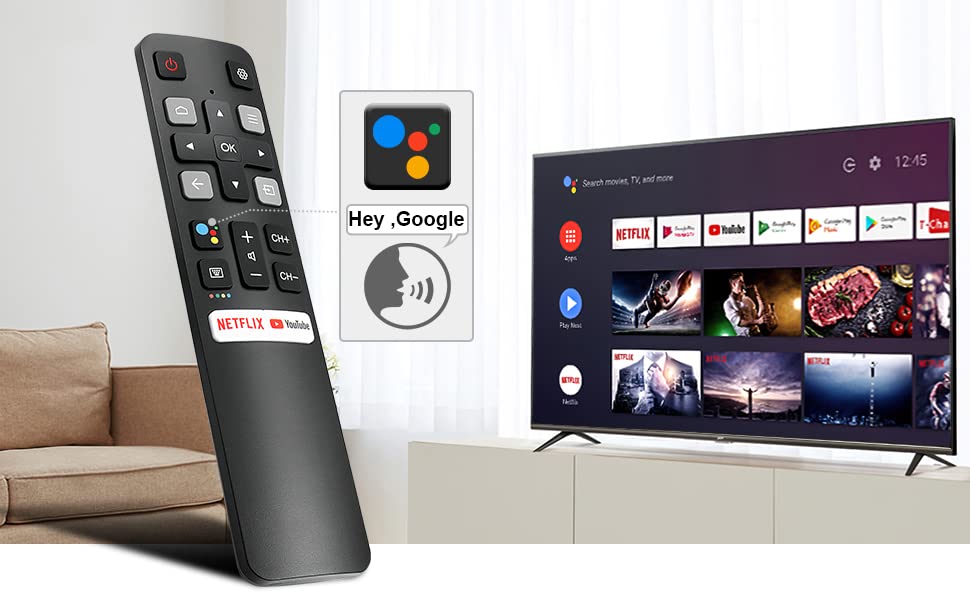 New RC802V FNR1 Replacement Voice Remote Control Fit for TCL Android TV 32A323 32A325 32P30S 32S330 32S6500A 40S330 43S434 49P30FS 49S6510FS 49S6800 50S434 55EP680 55P8 55Q637 55S434 65S434 70S430