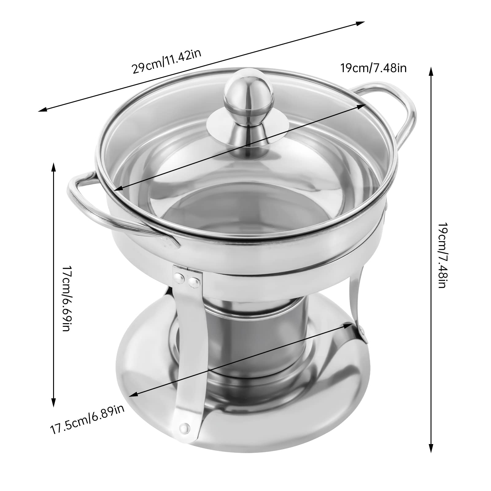 Round Chafing Dish Buffet Set of 4 Stainless Steel Pack Warming Trays Buffet Warmer for Buffets with Lid for Single Hot Pot Catering Event Parties