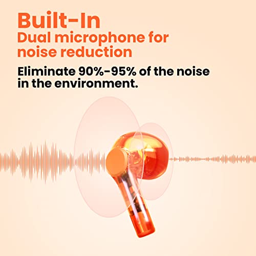Cyberpunk Printing Wireless Bluetooth 5.3 Earbuds Headphone with Charging Case & Microphone, Noise Cancelling Earbuds, Waterproof Sport Workout Call Music In-Ear Headphones Earbuds Earphones Orange
