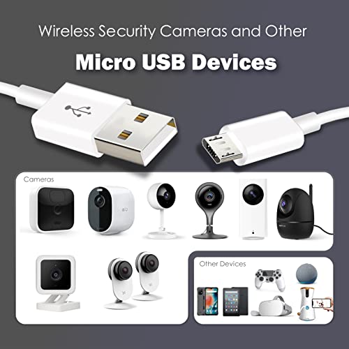 ANLINK 2 Pack 16.4ft 5M Power Extension Cable for Wyze Cam,YI Camera, Nest Cam, Blink, Netvue, Kasa Cam,USB to Micro USB Extension Charging and Data Sync Cord for Home Security Camera and More