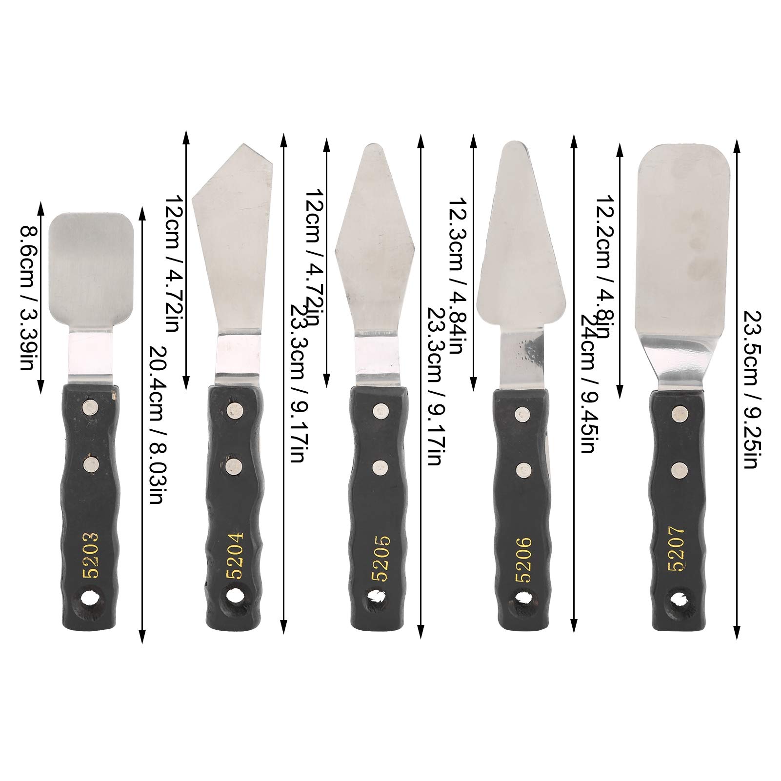5 Pcs Palette Knives, Durable Stainless Steel Palette Knives Spatula Easy Using Oil Acrylic Paint Artist Knife with Non Slip Wood Handle for Student Adults