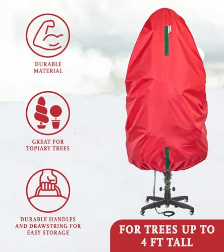 Upright Christmas Tree Storage Bag – For Topiary Trees up to 4 ft Tall – Holiday Tree Covers, for Christmas Trees and Topiary Trees Durable, Lightweight, Easy, Vertical Xmas Storage Bags