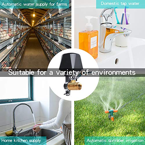 Smart Water Valve, Automatic Water Shut Off Valve Timer and Voice, Wifi Motorized Ball Valve Watering Timer, Sprinkler Controller , Compatible with Alexa Google, APP Remote Control
