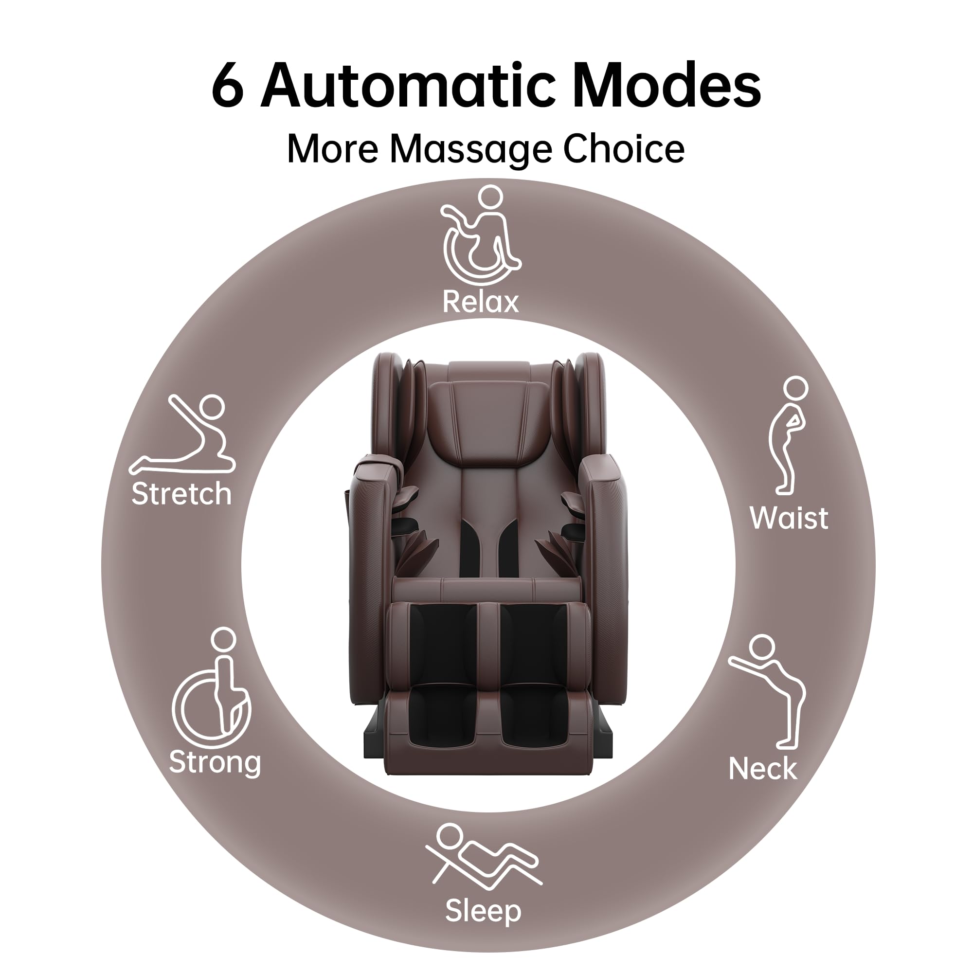 SMAGREHO 2024 New Massage Chair, Zero Gravity and Full Body Airbags Massage, 6 Auto Modes, 8 Fixed-Point Massage Rollers and Waist Heating (Brown)