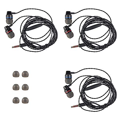 3 Packs Earbud Headphones with Remote & Microphone, findTop in Ear Earphone Brass Sound Noise Isolating Tangle Free for iOS and Android Smart Phones, Laptops