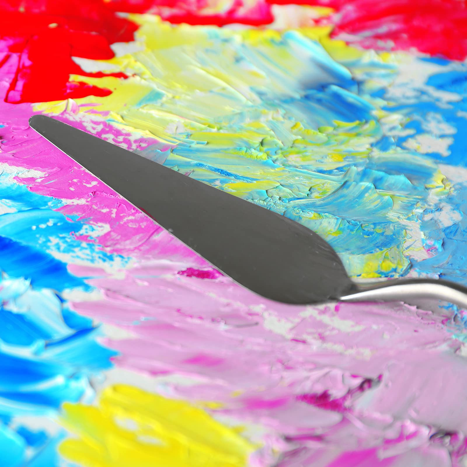 HARFINGTON 4pcs No.4 Palette Knives 15mm Width Stainless Steel Small Pointy Toothed Spatula Painting Pallet Knife with Wood Handle for Oil Acrylic Canvas Mixing Spreading