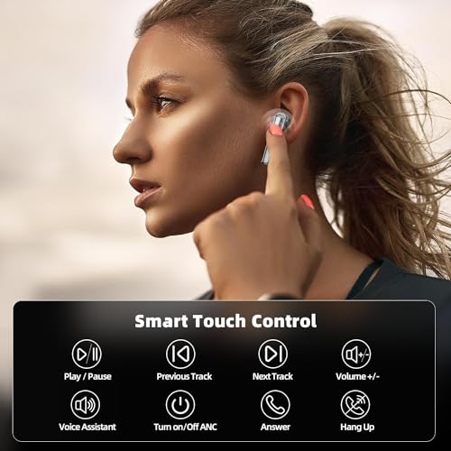 Skysay Wireless Earbuds, π°π¬dB Active Noise Cancelling Bluetooth Ear Buds (ππ‘π), Bluetooth 5.3 Earbuds with LED Power Display Charging Case, Wireless Headphones with Mic for Phone Laptop (Black)