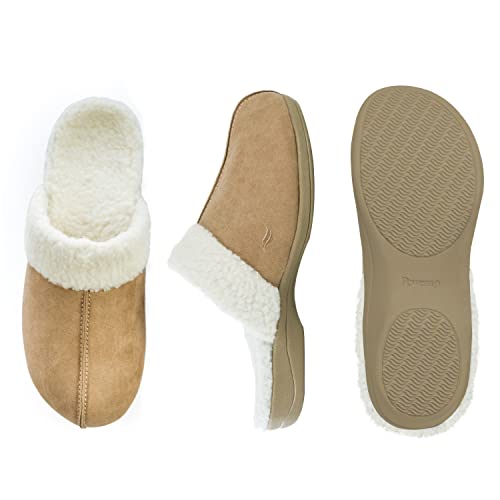 Powerstep Women's Archwear, House Shoes, Orthotic Slippers with Arch Support, Plantar Fasciitis Pain Relief, Taupe/Ivory, 10