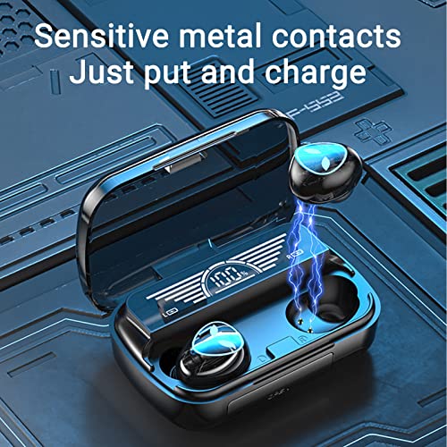 Gspmoly Digital Display Bluetooth 5.2 Sports Gaming Earphone Bass HiFi Stereo Long Endurance in-Ear Noise Canceling Binaural Earbuds Headset for iOS Android, School Gifts for Kids